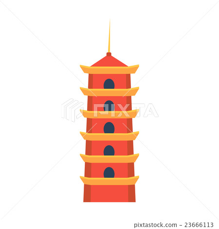 Classic Chinese Tower In Hong Kong Simplified Icon - Stock Illustration ...