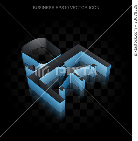Business icon: Blue 3d Office made of paper - Stock Illustration ...