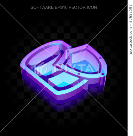 Programming icon: 3d neon glowing Database With - Stock Illustration ...