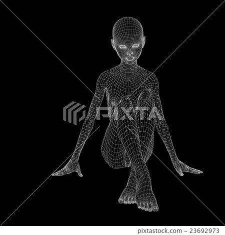 Women's body wire frame perming3DCG... - Stock Illustration [23692973 ...