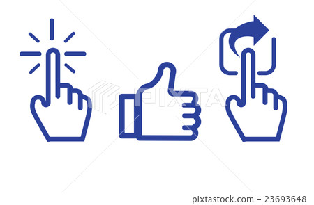 Click Like Share icon in blue color - Stock Illustration [23693648] - PIXTA