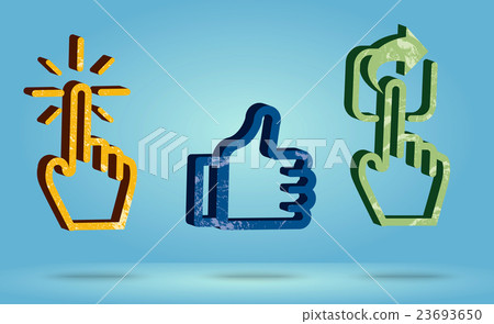 Click Like Share icon in blue color - Stock Illustration [23693650] - PIXTA