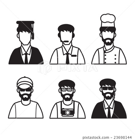 men worker face line set easy design. - Stock Illustration [23698144 ...