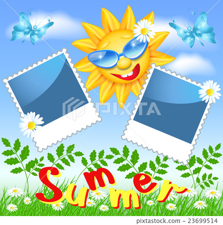Smiling sun and photo frame - Stock Illustration [23699514] - PIXTA