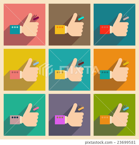 Concept of flat icons with long shadow hand coin - Stock Illustration ...