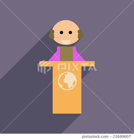 Flat web icon with long shadow man stands Tribune - Stock Illustration ...