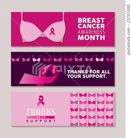 Set of breast cancer awareness banners with bra - Stock Illustration ...