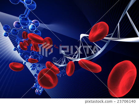 Red blood cell and molecular model and DNA... - Stock Illustration ...