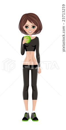 Sports girl with apple - Stock Illustration [23713259] - PIXTA
