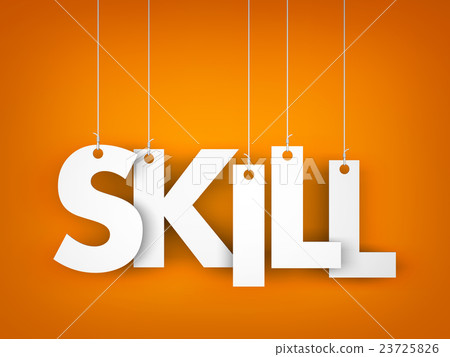 Skill - word hanging on the ropes. 3d illustration - Stock Illustration ...