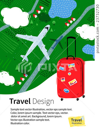 Flyer design with red travel bag - Stock Illustration [23732730] - PIXTA