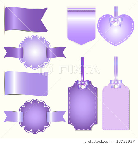 Set of purple badges label and ribbon - Stock Illustration [23735937 ...