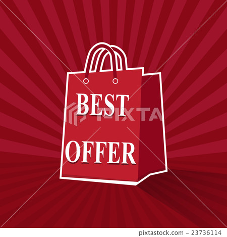 Shopping paper bag with best offer sale tag icon - Stock Illustration ...