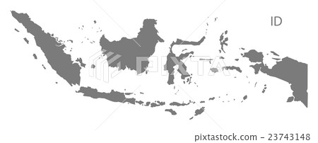 Indonesia Map grey - Stock Illustration [23743148] - PIXTA