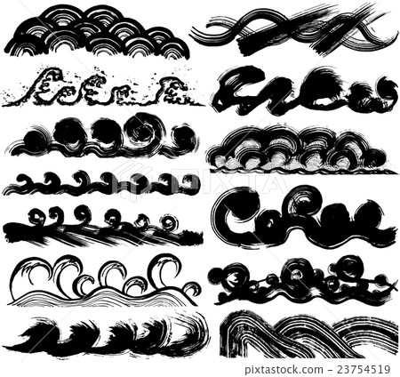 Calligraphy Handwriting Brush Illustration Wave... - Stock Illustration ...