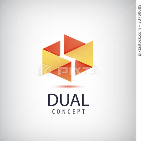 Vector dual concept logo, origami 2 parts icon. - Stock Illustration ...