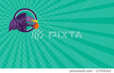 Business card Dragon Fire Holding Basketball - Stock Illustration ...