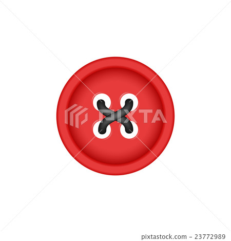 Sewing button in red design with sewing thread - Stock Illustration ...