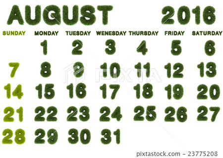 Calendar for August 2016 on white background,3d re - Stock Illustration ...