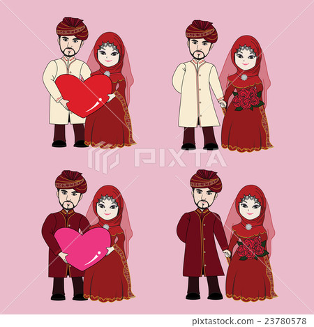 Muslim wedding couple cartoon - Stock Illustration [23780578] - PIXTA