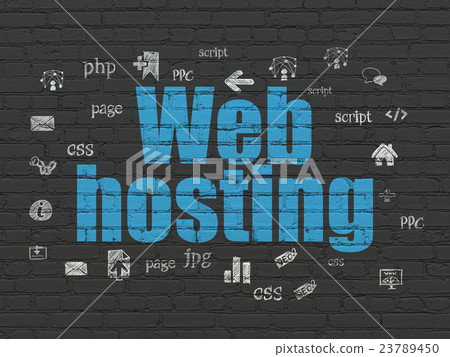 Web design concept: Web Hosting on wall background - Stock Illustration ...
