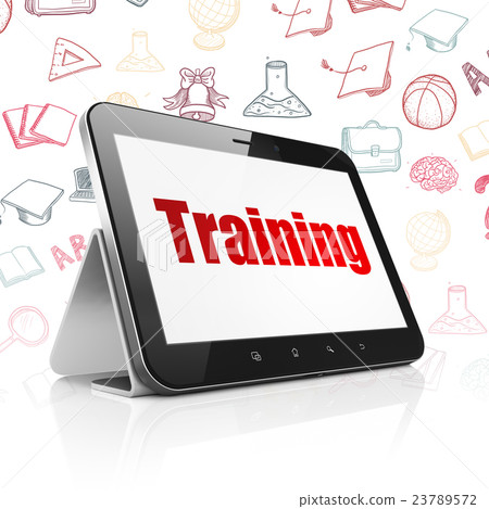 Education concept: Tablet Computer with Training - Stock Illustration ...