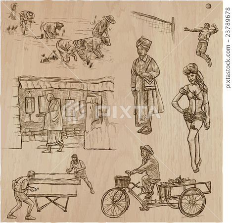 people - an hand drawn vector set. - Stock Illustration [23789678] - PIXTA