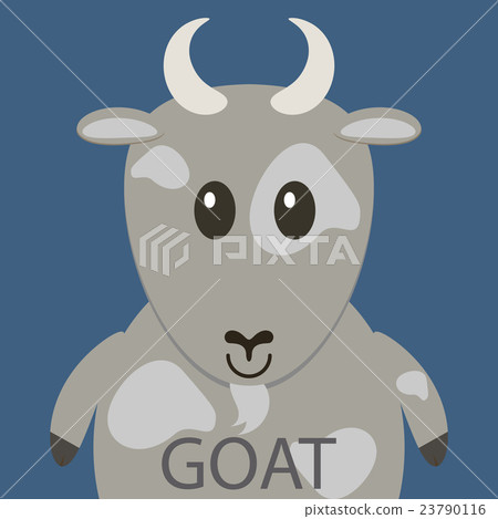 Cute grey goat cartoon flat icon avatar - Stock Illustration [23790116 ...