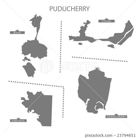 Puducherry India Map grey - Stock Illustration [23794651] - PIXTA