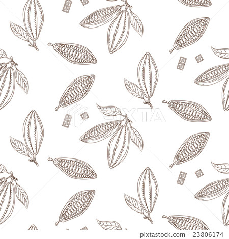 Cocoa beans outline seamless pattern. - Stock Illustration [23806174 ...