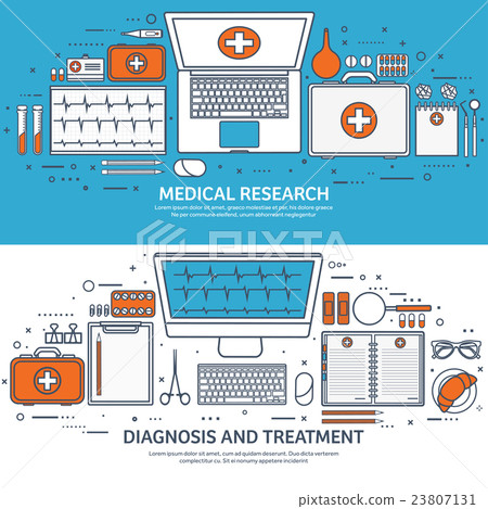 Line art.Medical flat background. Health care - Stock Illustration ...