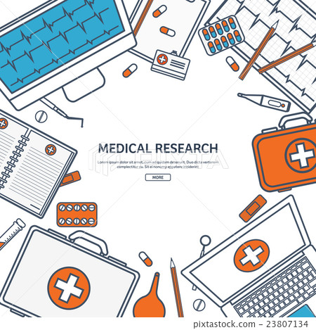 Line art.Medical flat background. Health care - Stock Illustration ...