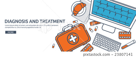 Line art.Medical flat background. Health care - Stock Illustration ...