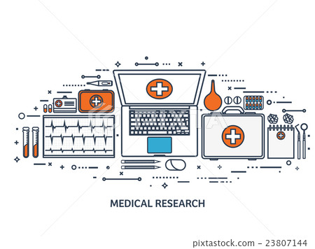Line art.Medical flat background. Health care - Stock Illustration ...