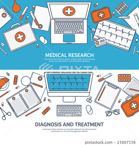 Line art.Medical flat background. Health care - Stock Illustration ...