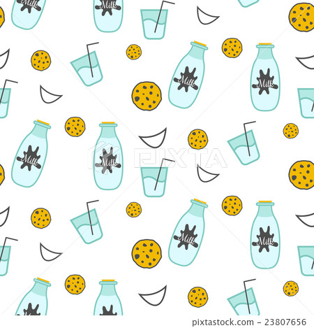 Milk and cookie seamless vector pattern. - Stock Illustration [23807656 ...