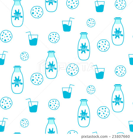 Milk and cookie seamless vector pattern. - Stock Illustration [23807660 ...