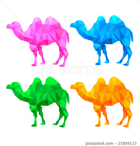 Colorful geometric Camel made with triangles.-插圖素材 [23809113] - PIXTA圖庫