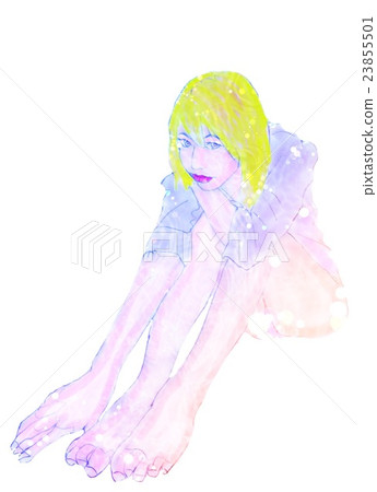 Beautiful woman sitting underwear - Stock Illustration [23855501] - PIXTA