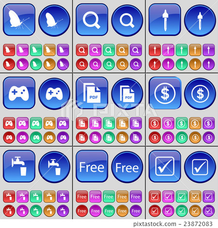 Butterfly, Magnifying glass, Pipette, Gamepad, PDF - Stock Illustration ...