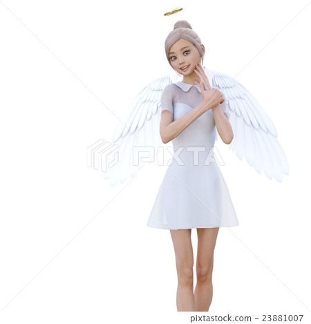 Pose a cute angel perming3DCG illustrations... - Stock Illustration ...