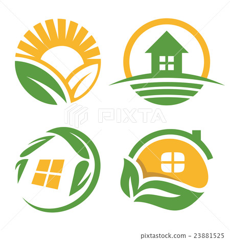 Isolated countryside house vector logo set - Stock Illustration ...