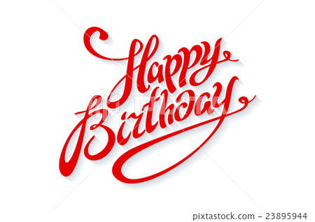 Happy Birthday lettering calligraphy vector red - Stock Illustration ...