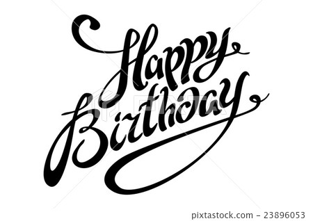 Happy Birthday lettering calligraphy vector card - Stock Illustration ...