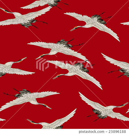 Japanese cranes pattern - Stock Illustration [23896188] - PIXTA