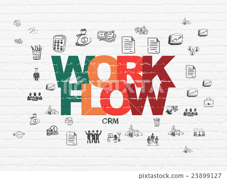 Business concept: Workflow on wall background - Stock Illustration ...