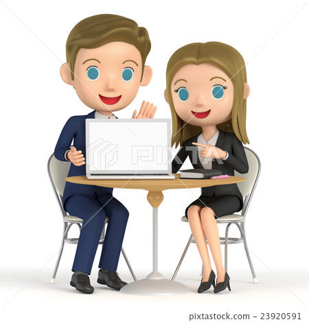 3D Illustration - Two businessmen talking while... - Stock Illustration ...