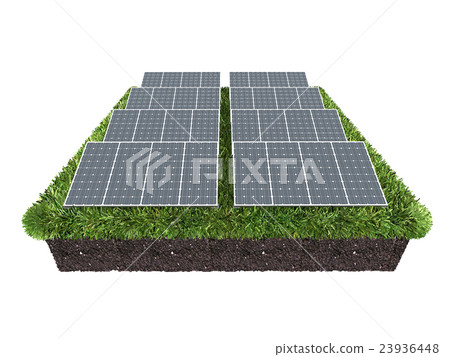 Solar panels farm, 3d rendering - Stock Illustration [23936448] - PIXTA