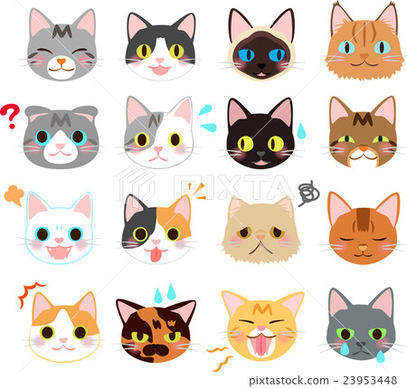 Illustration set of cat's expression - Stock Illustration [23953448 ...
