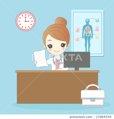 happy cartoon doctor check body - Stock Illustration [23964549] - PIXTA